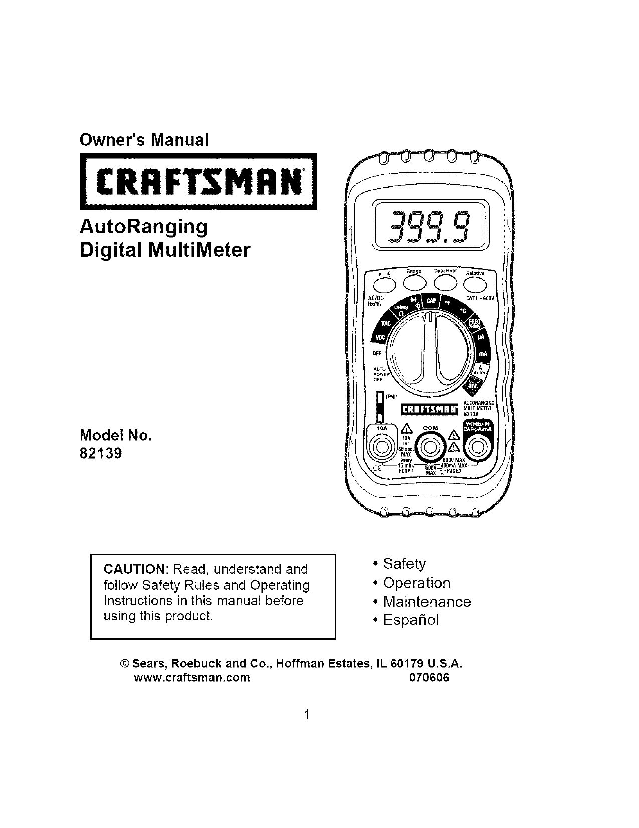 Craftsman 82139 Owner's manual | Manualzz