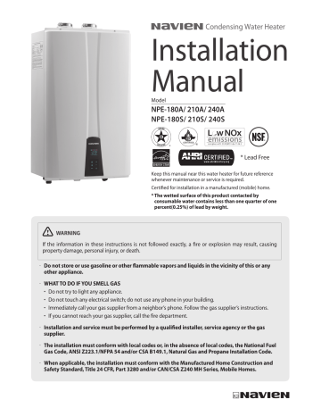 Navien NPE-180A, NPE-180S, NPE-210A, NPE-210S, NPE-240A, NPE-240S ...