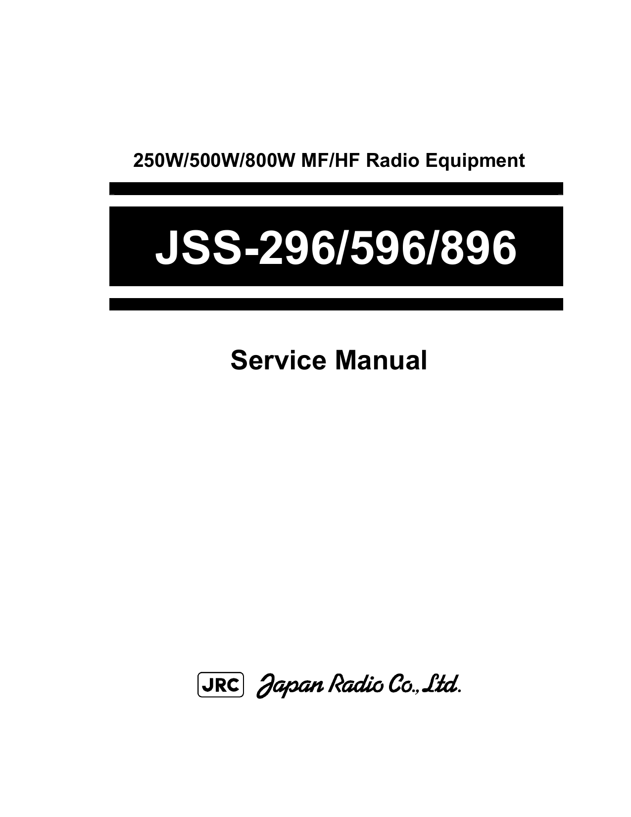 JRC JSS-296 -, JSS-896 -, JSS-596 - User manual | Manualzz
