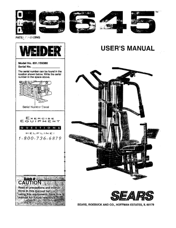Weider PRO 9645 User Manual | Manualzz
