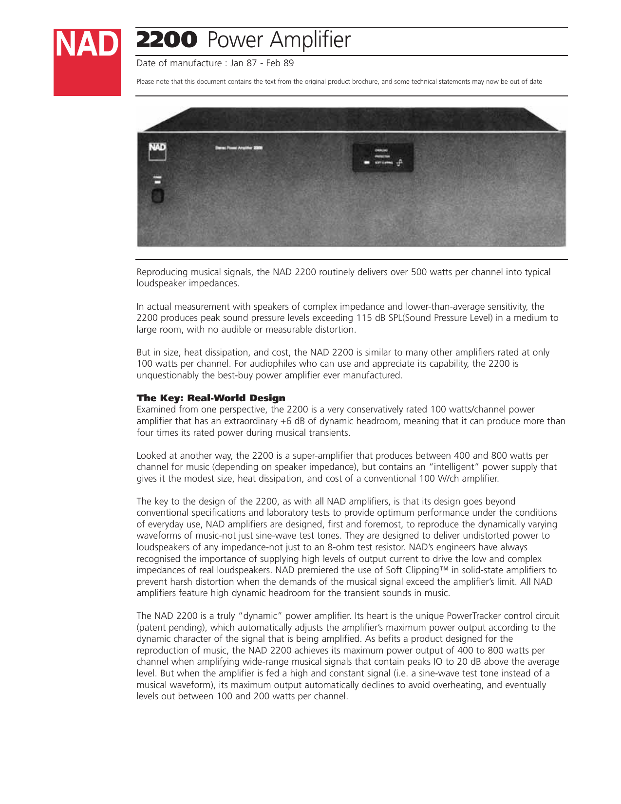 Nad 2200 amplifier specs locations