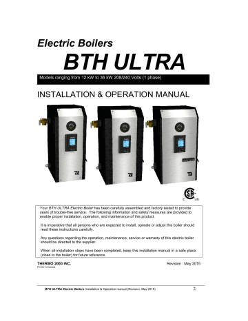 Thermo BTH Ultra Installation And Operation Manual | Manualzz