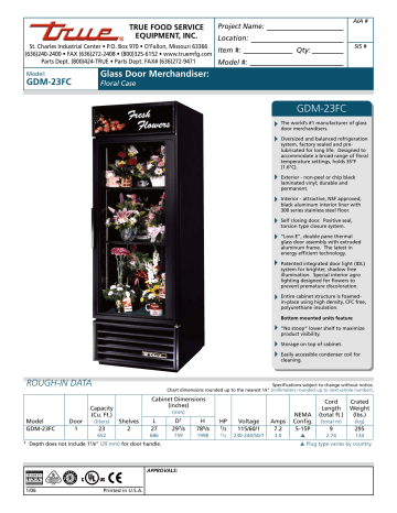 True GDM-23FC Specifications | Manualzz