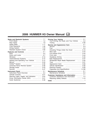 Hummer 2006 H3 Owner's Manual | Manualzz