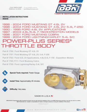 BBK POWER-PLUS SERIES Installation Instructions | Manualzz