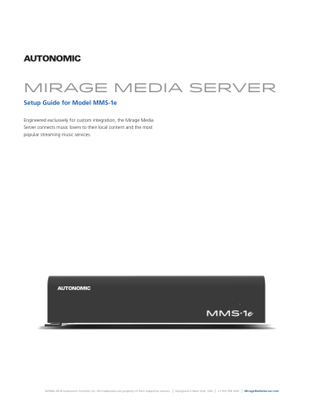 Autonomic Mirage MMS-1e Setup Manual | Manualzz