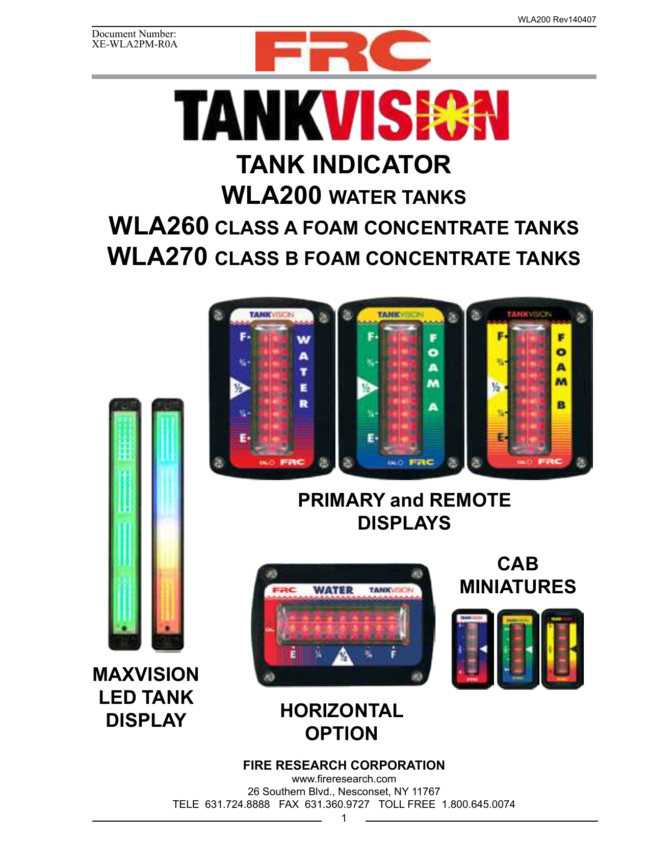 FRC TankVision WLA200, TankVision WLA260, TankVision WLA270 User Manual ...