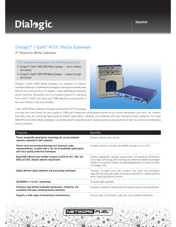Dialogic I-Gate 4000 Datasheet | Manualzz