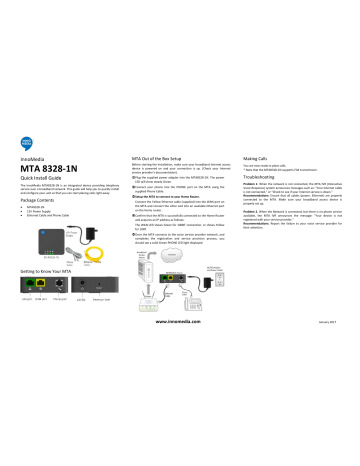 InnoMedia MTA 8328-1N Quick Install Manual | Manualzz