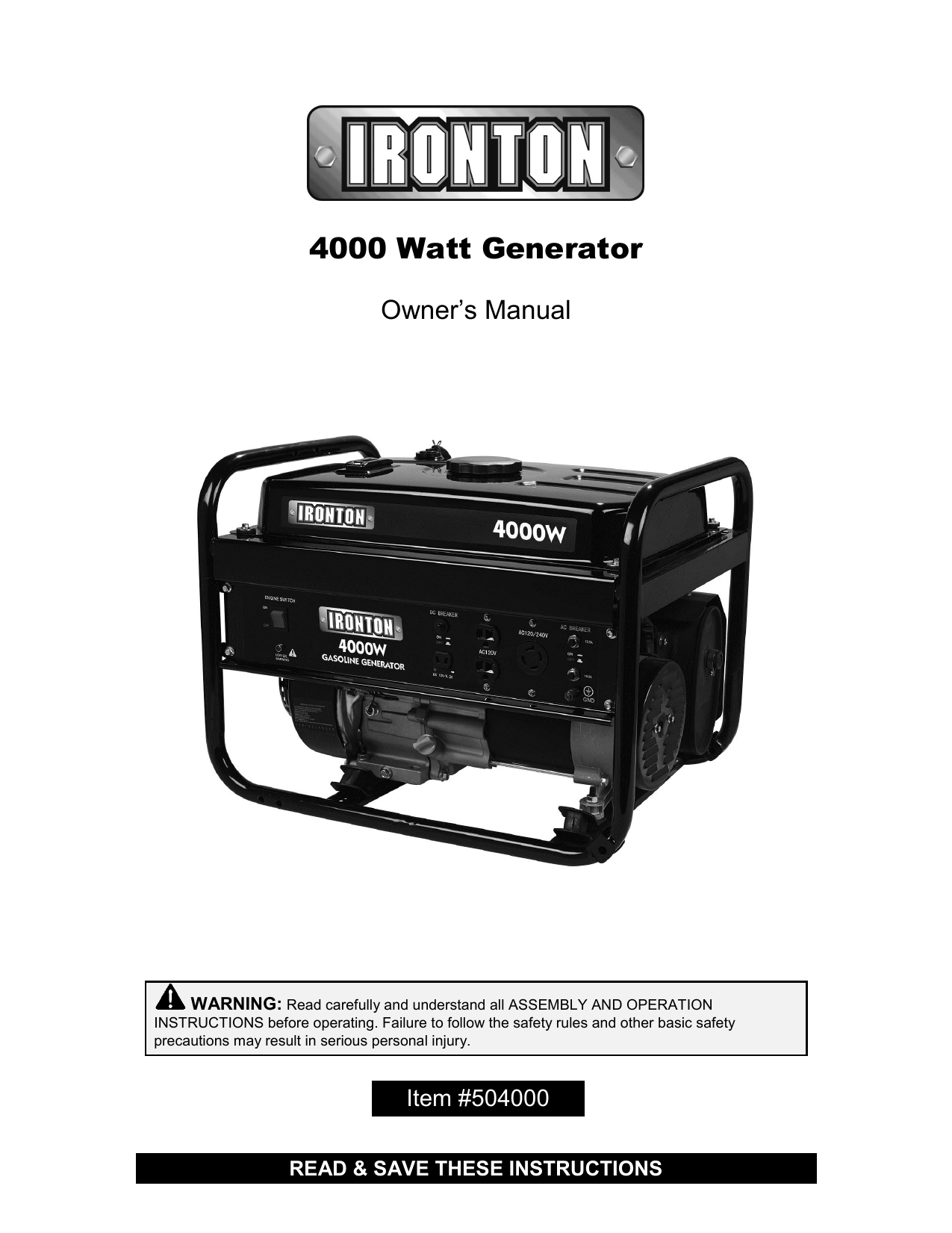 Ironton 504000 Owner's Manual | Manualzz