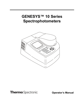 thermo spectronic GENESYS 10 Operator's Manual | Manualzz