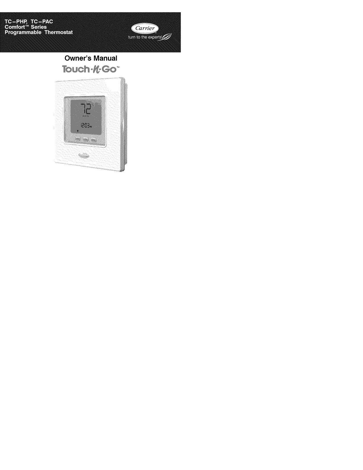 Carrier Touch-n-go TC-PAC, Touch-n-go TC-PHP Owner's manual | Manualzz Carrier Touch-n-go TC-PAC, Touch-n-go TC-PHP Owner's manual | Manualzz