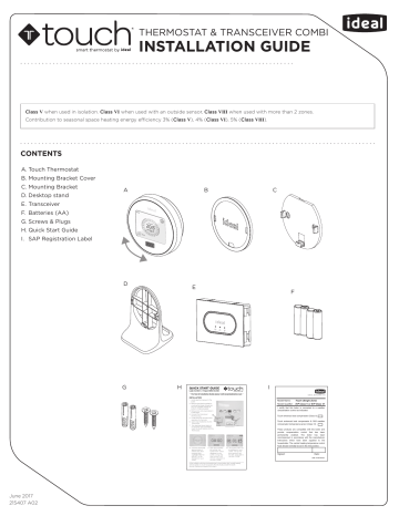 IDEAL Touch Installation Manual | Manualzz