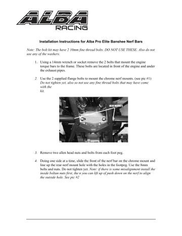 Alba Racing pro elite banshee Installation Instructions | Manualzz