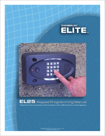 Chamberlain LiftMaster ELITE EL25 Programming Manual | Manualzz