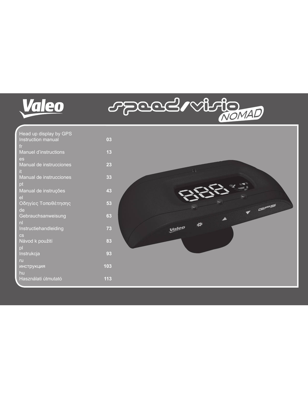 Valeo Visio Nomad, speed User manual | Manualzz