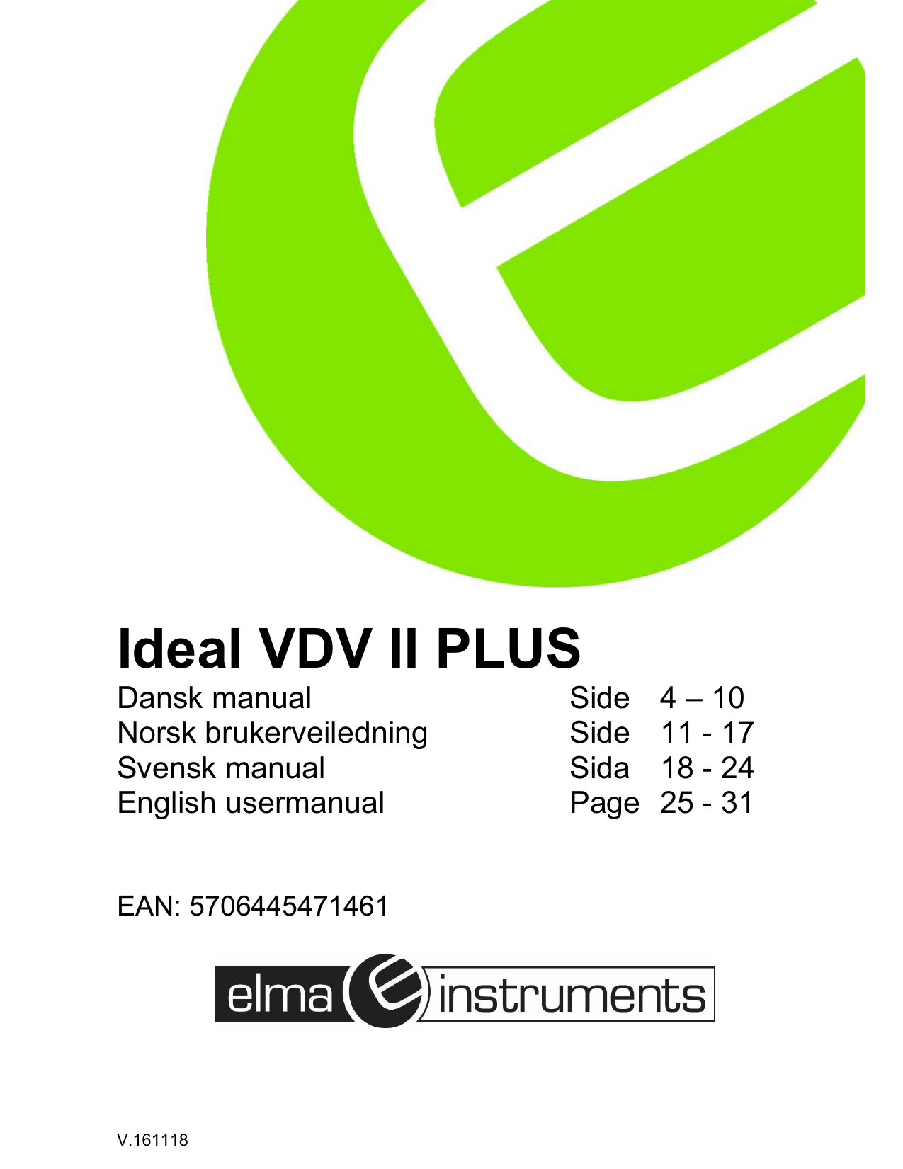 Elma Ideal VDV II PLUS Brukermanual | Manualzz