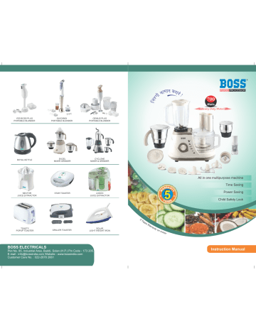 Boss Food Processor Instruction Manual | Manualzz