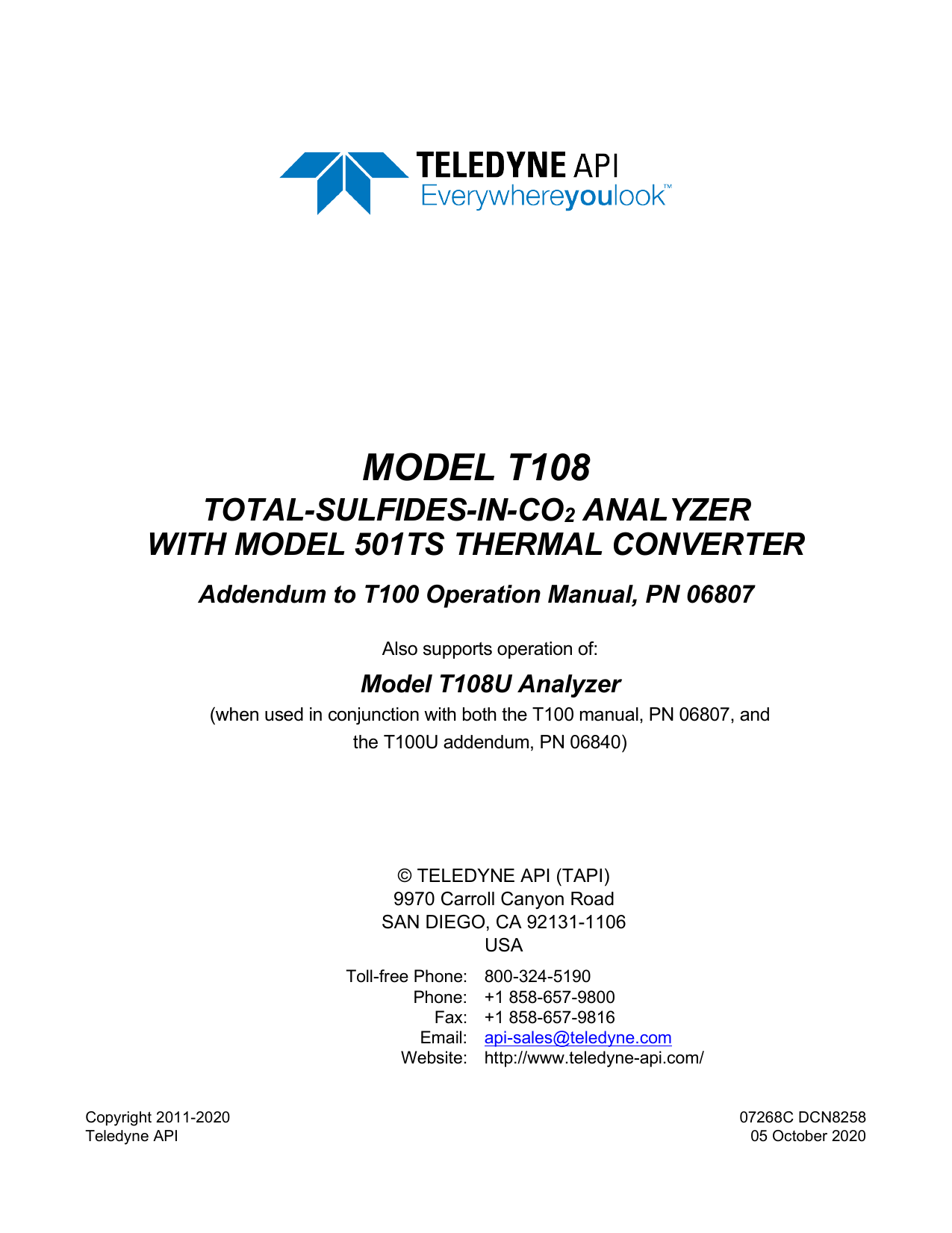 Teledyne API T108 Manual | Manualzz