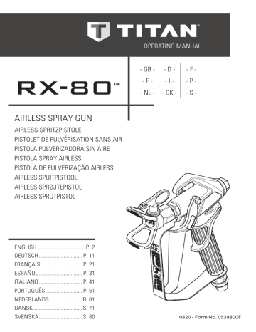 Titan RX-80 Airless Spray Gun Product Manual | Manualzz