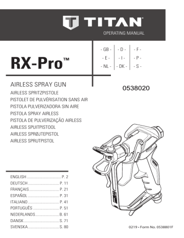 Titan RX-Pro Airless Spray Gun Product Manual | Manualzz
