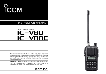 ICOM IC-V80E Owner Manual | Manualzz