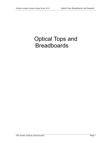 TMC CleanTop Optical Tops & Breadboard Setup Guide | Manualzz