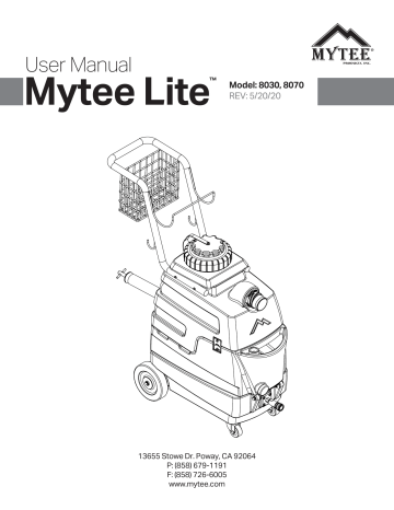 Mytee 8070 Lite Heated Carpet Extractor Manual | Manualzz