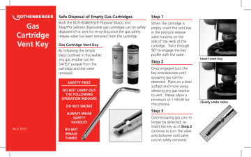 Rothenberger Gas cartridge vent key Instruction manual | Manualzz