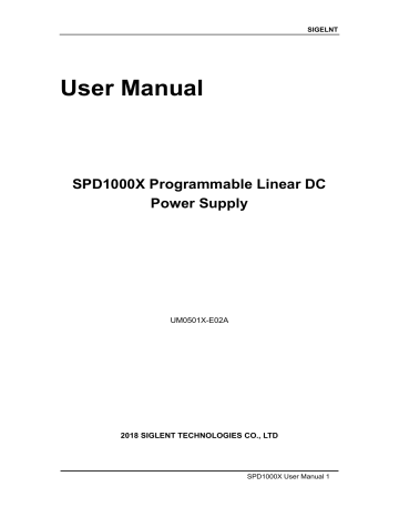 Siglent SPD1000X Series Programmable DC Power Supply User Manual | Manualzz