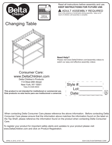 Delta Children Changing Table Assembly Instructions | Manualzz