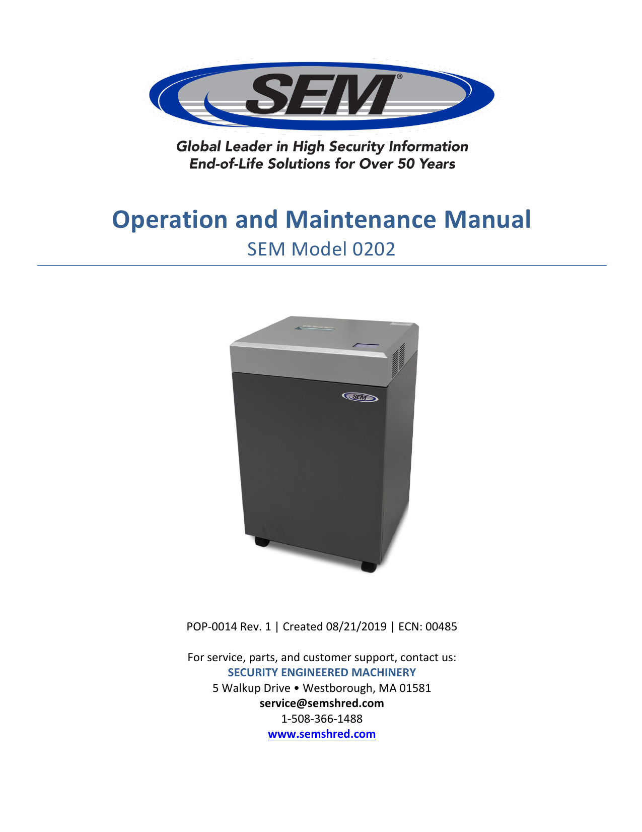 SEM 0202 OMD Optical Media Destroyer Operator Manual | Manualzz