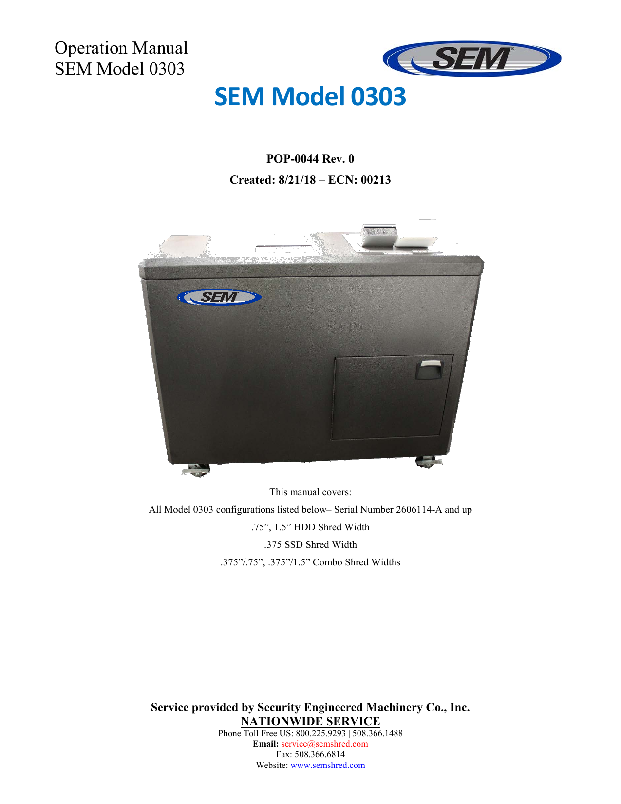SEM 0303 Combo SSD/HDD Shredder Operator Manual | Manualzz