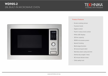 Technika WD905-2 Microwave Spec Sheet | Manualzz