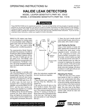 ESAB Halide Leak Detectors Instruction manual | Manualzz