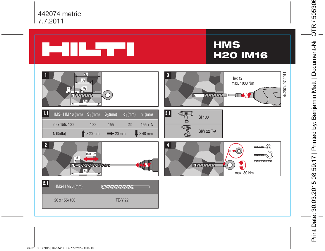 Hilti HMS-H M16 User guide | Manualzz