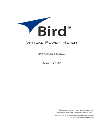 Bird VPM3 Virtual RF Power Meter Software Owner's Manual | Manualzz