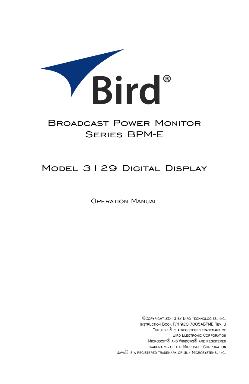 Bird 3129 Digital RF Power Monitor Display Owner's Manual | Manualzz