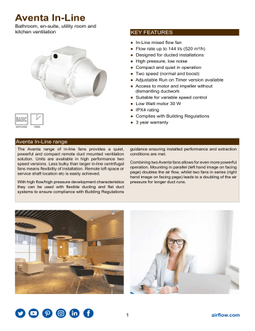 Airflow Aventa AV150T Product specification | Manualzz