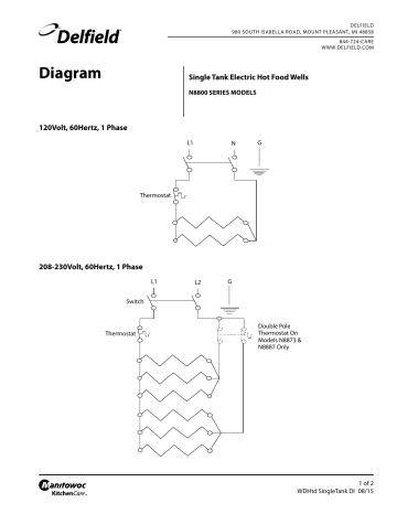 Delfield Single Tank Electric Hot Food Wells Wiring Diagram | Manualzz