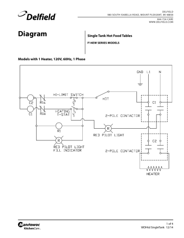 Delfield Single Tank Hot Food Tables Wiring Diagram | Manualzz