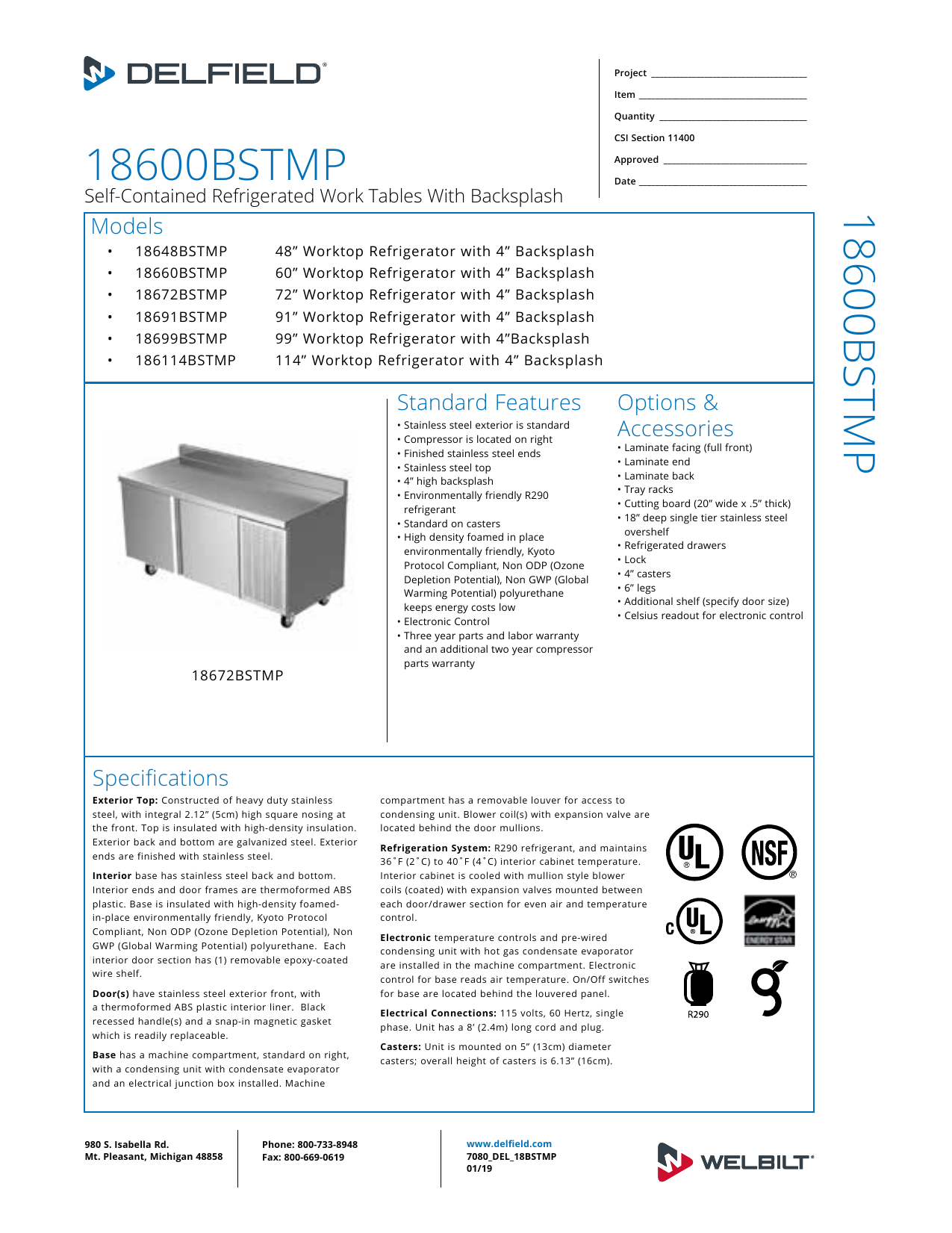 Delfield 18600BSTMP - Self-Contained Refrigerated Work Tables ...