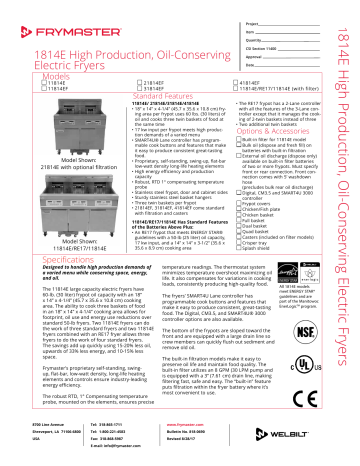 Frymaster 1814 Electric Specification Sheet | Manualzz
