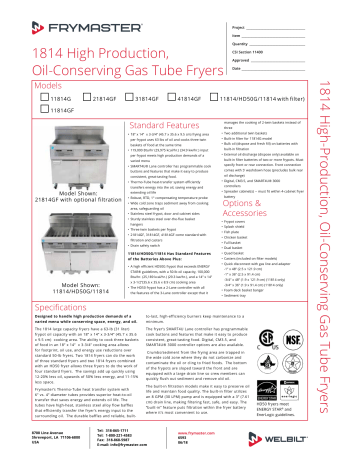 Frymaster 1814 Gas High Specification Sheet | Manualzz