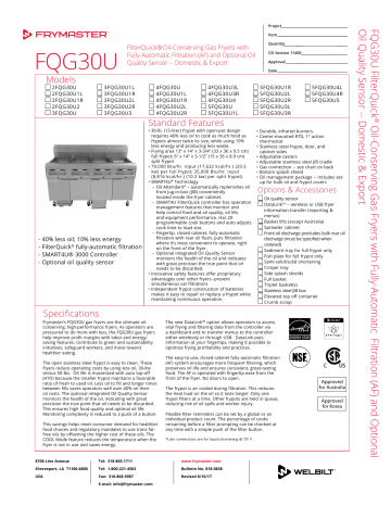 Frymaster Filter Specification Sheet | Manualzz