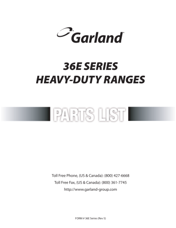 Garland All 36E Series Ranges Parts Catalog List | Manualzz