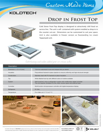 Koldtech Drop In Frost Top Specification Sheet | Manualzz
