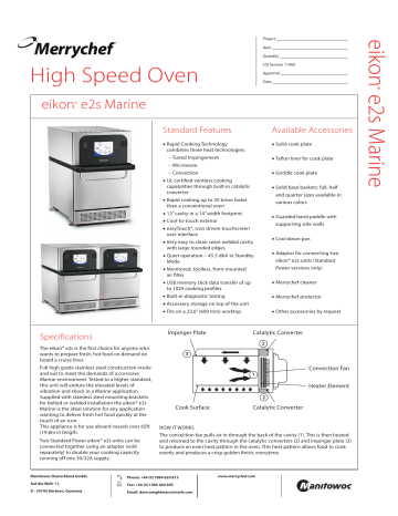 Merrychef eikon e2s marine Specification Sheet | Manualzz
