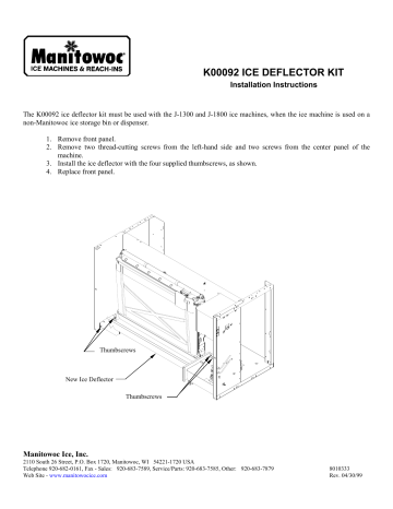 Manitowoc Ice K00092 Ice Deflector Kit 8010333 Instruction Sheet | Manualzz