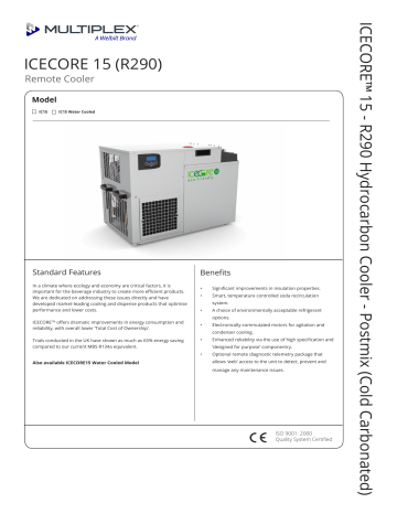 Multiplex ICECORE 15 (Soft Drinks - R290 Cold Carbonated) Specification Sheet | Manualzz